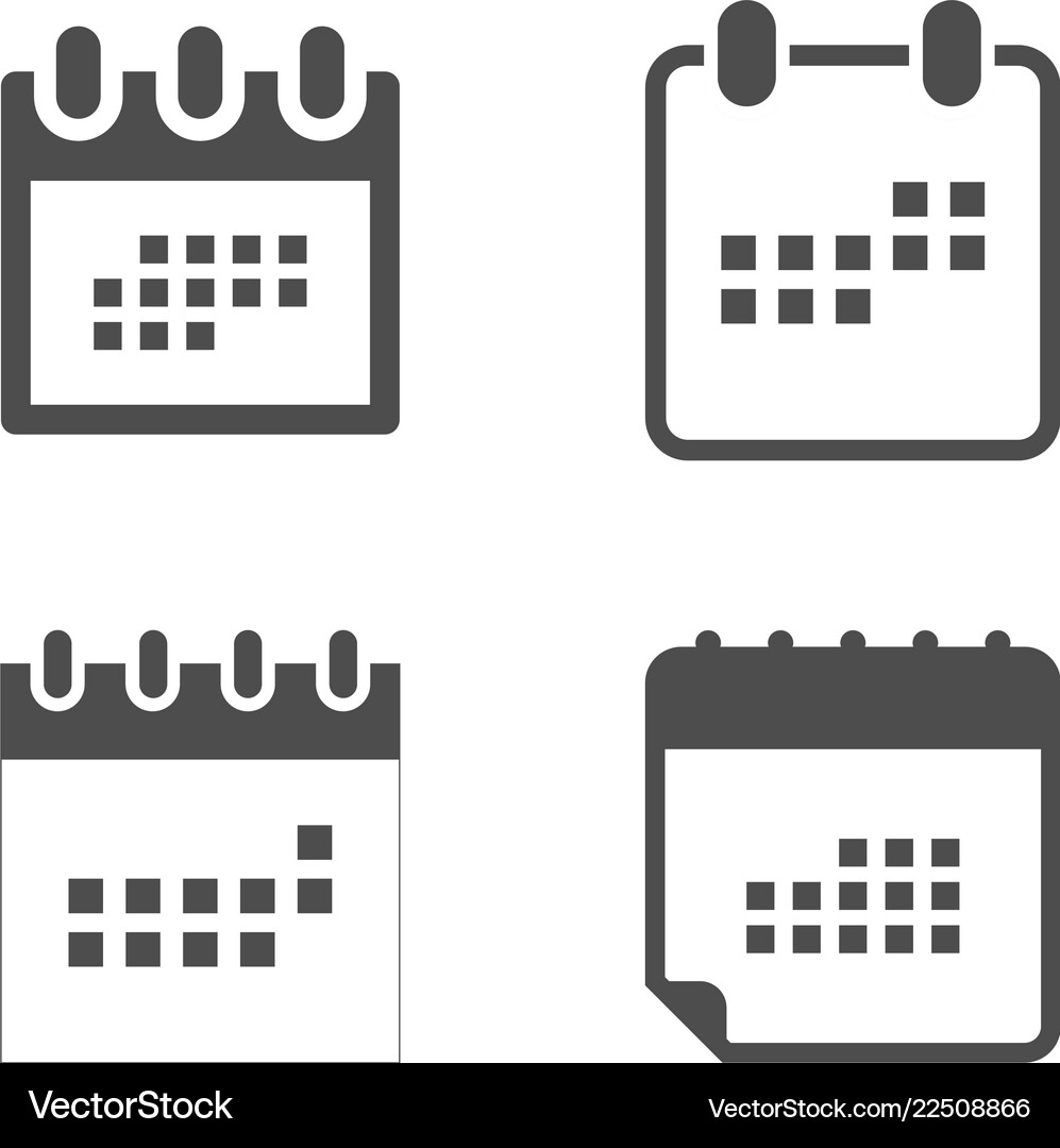 Set calendar icon in flat style symbol Royalty Free Vector