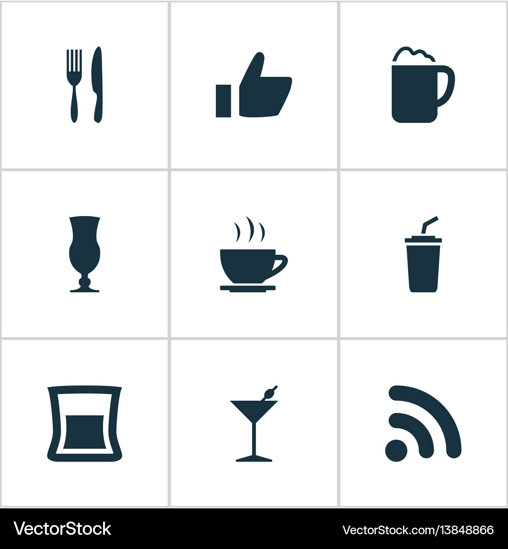 Set of simple beverage icons Royalty Free Vector Image