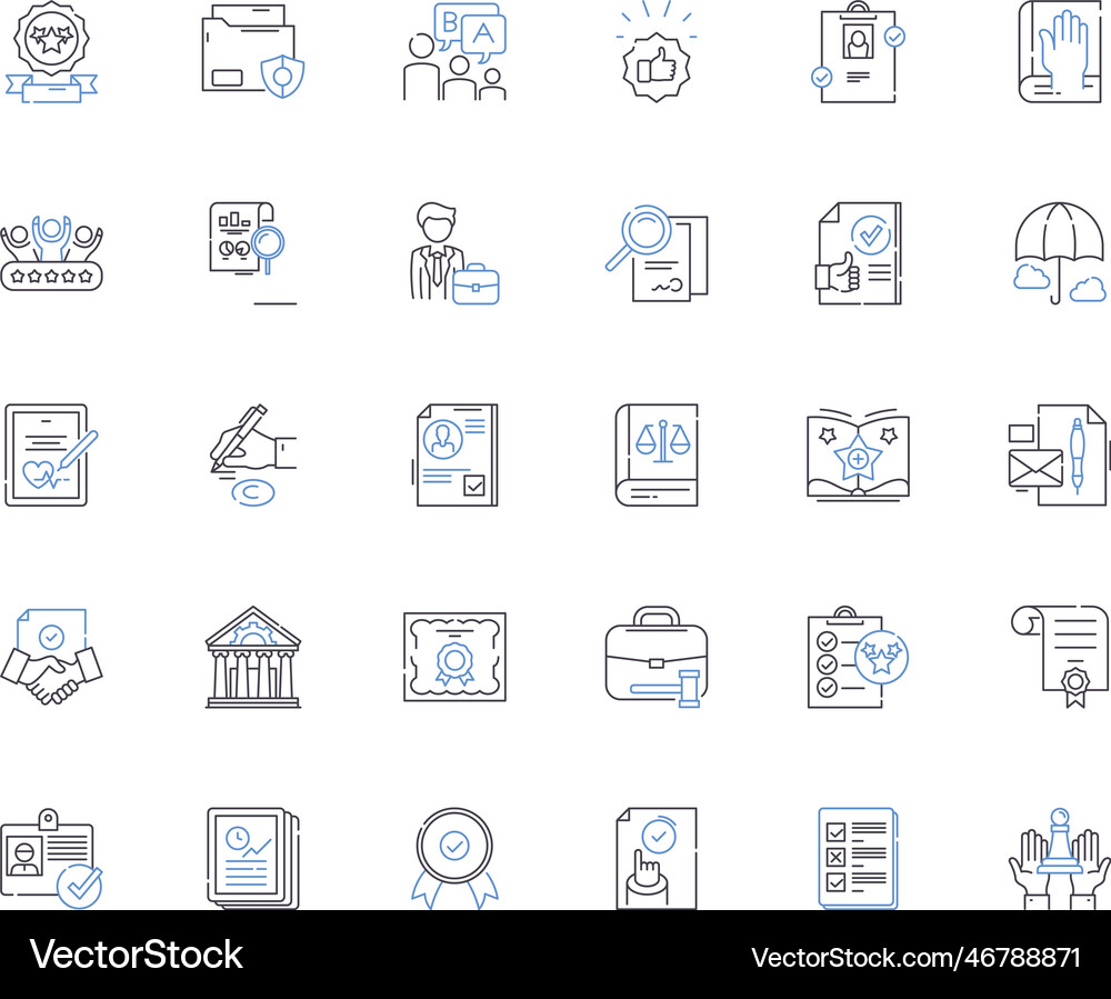 Entitlements line icons collection benefits Vector Image