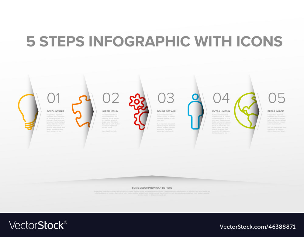 Five steps progress or options template with big Vector Image