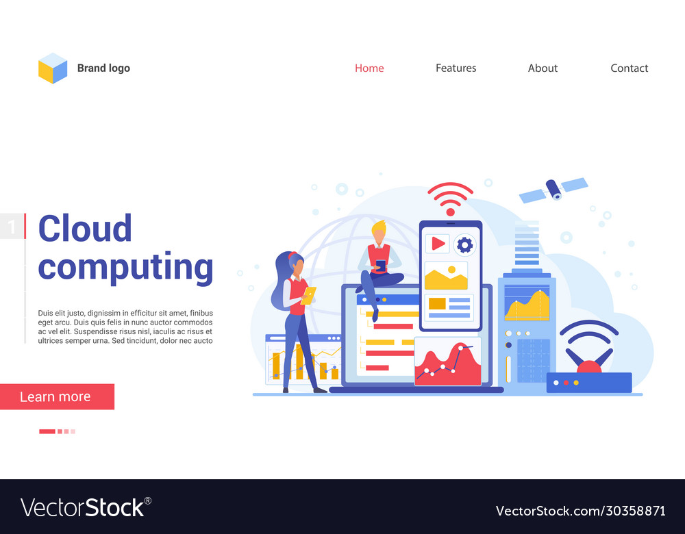 Modern cloud computing technology landing page Vector Image