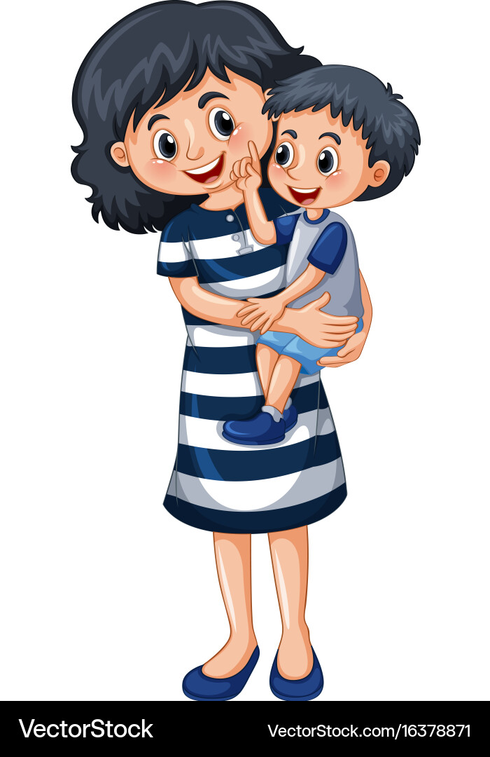 Mother carrying little boy Royalty Free Vector Image