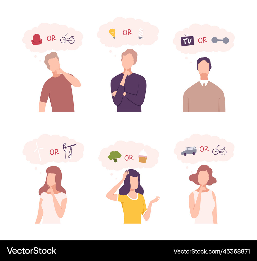 People making choice between bad and good habits Vector Image
