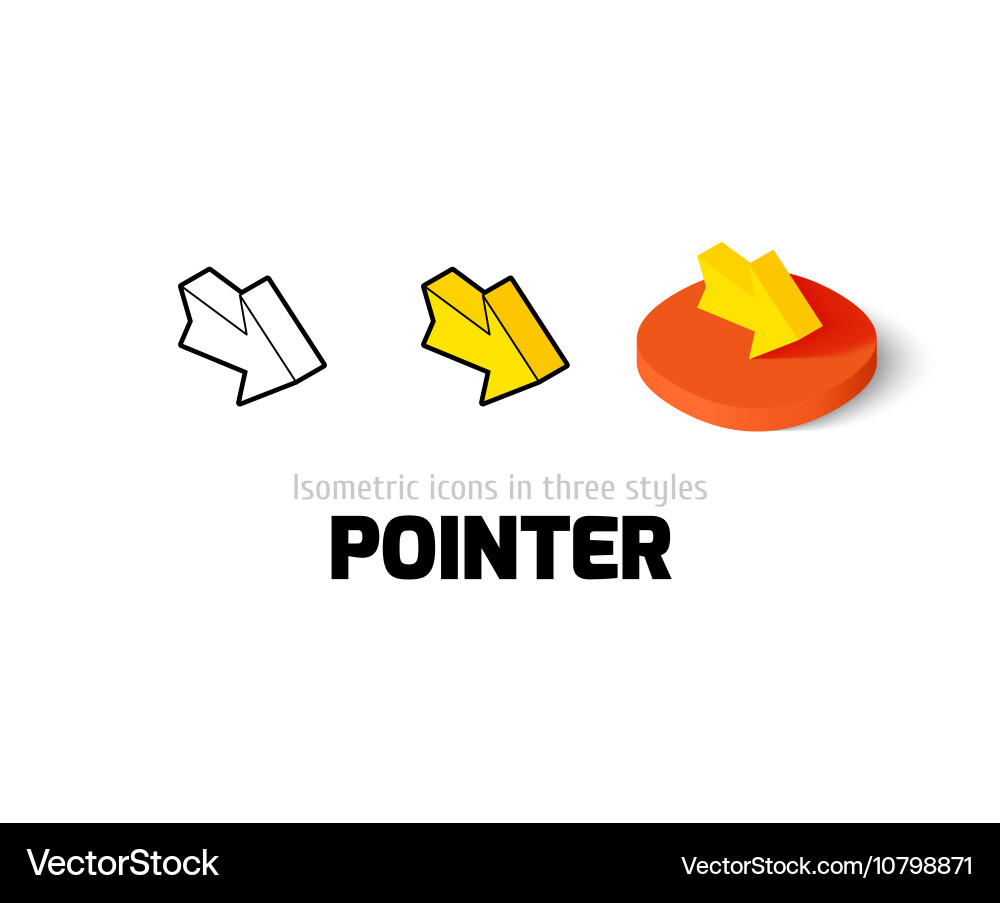 Pointer icon in different style Royalty Free Vector Image