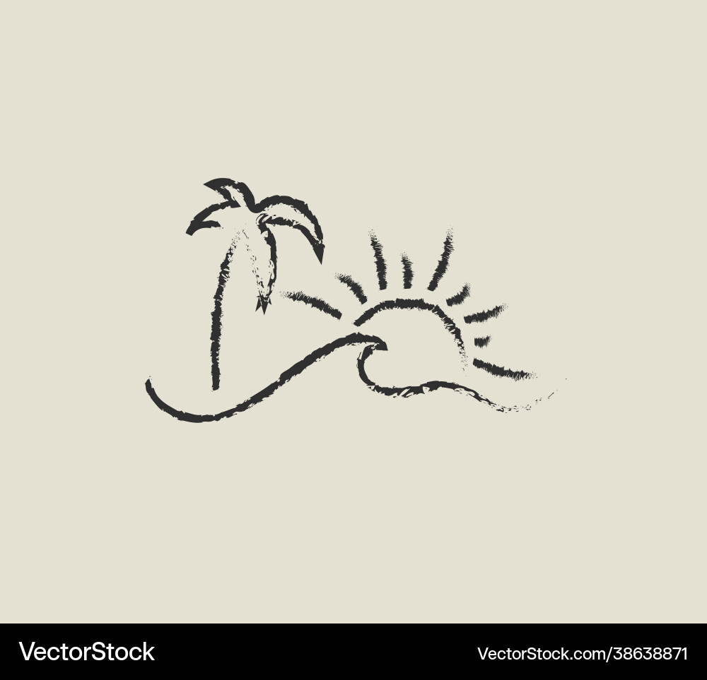 Summer hand drawn icon or logo or sign Royalty Free Vector