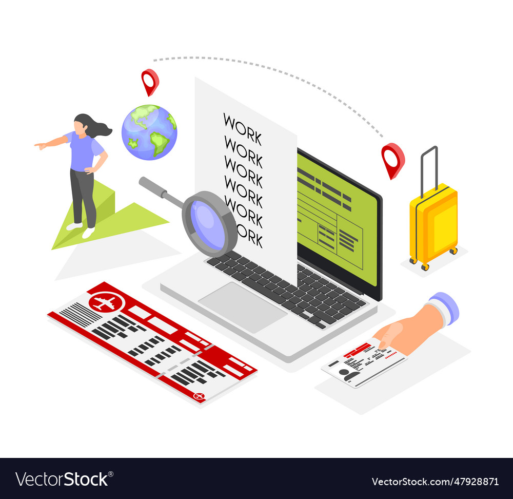 Work migration composition Royalty Free Vector Image