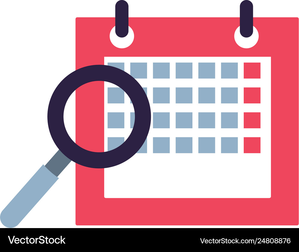 Calendar reminder with magnifying glass Royalty Free Vector
