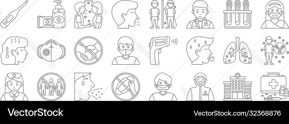 Coronavirus covid19 line icons linear set quality Vector Image