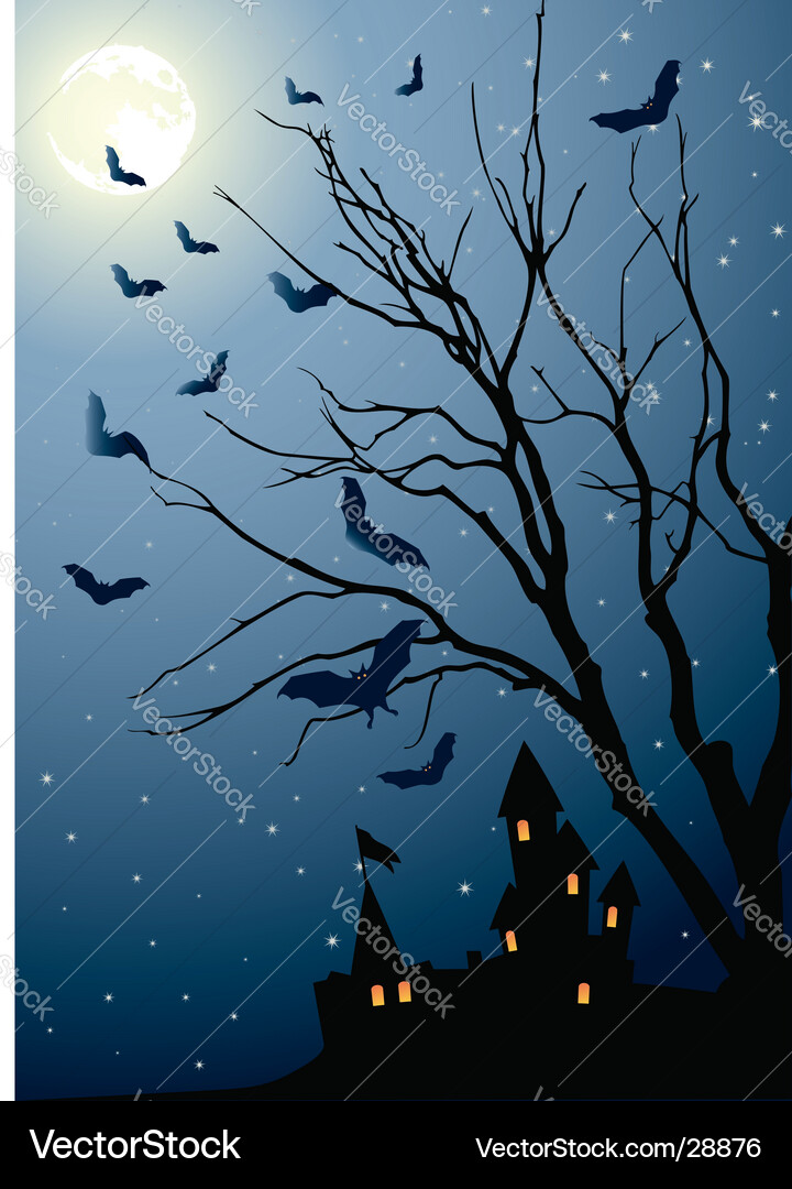 Halloween Night Landscape Royalty Free Vector Image
