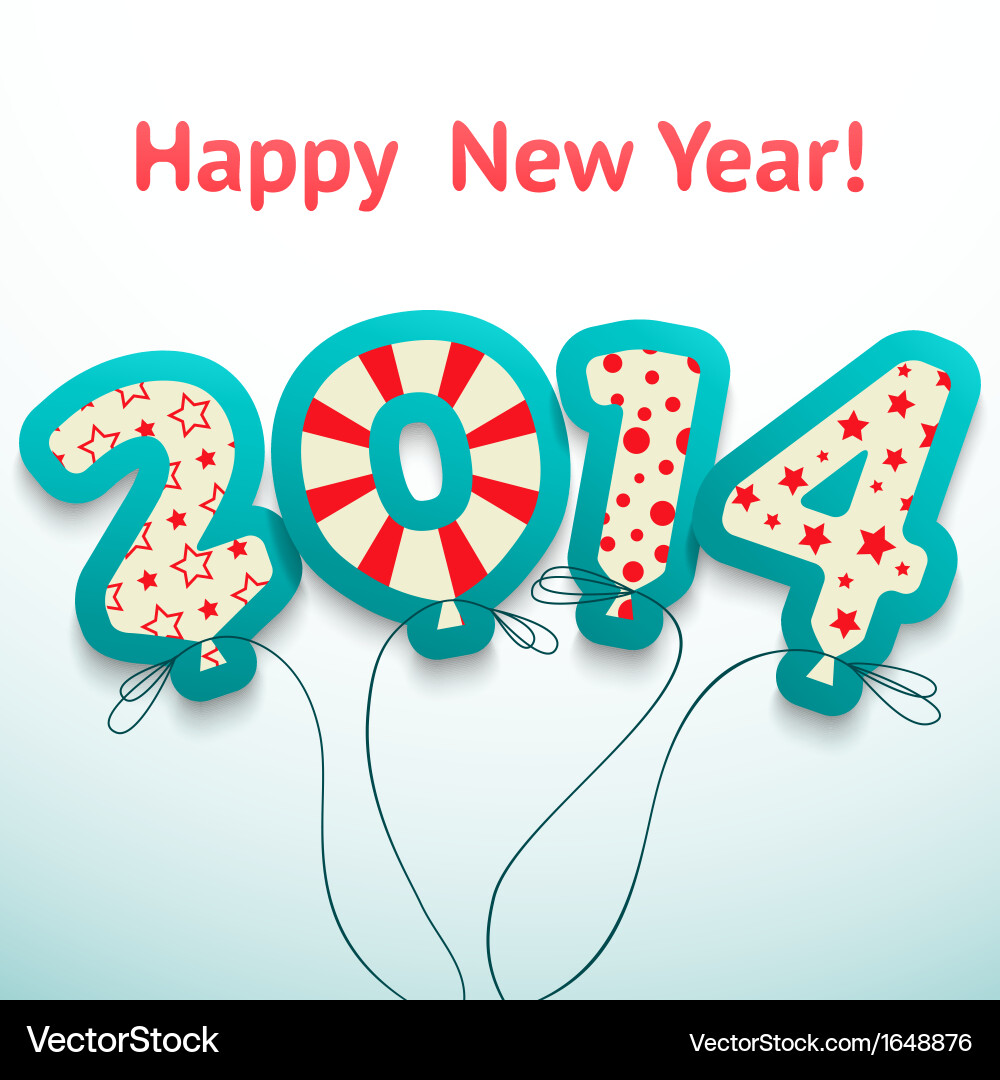 Happy new year 2014 retro greeting card Royalty Free Vector