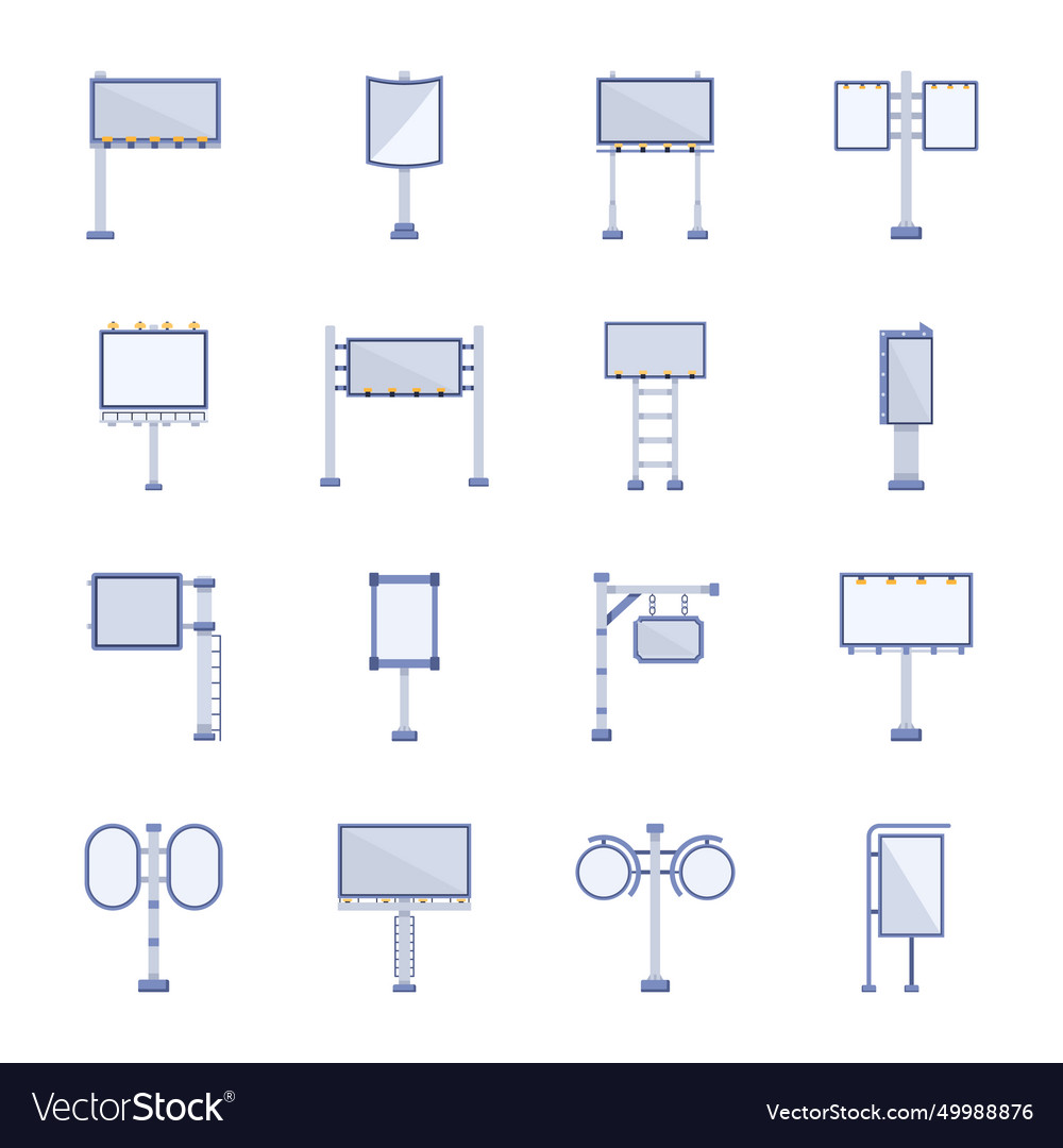 Isometric style advertising billboards icons Vector Image