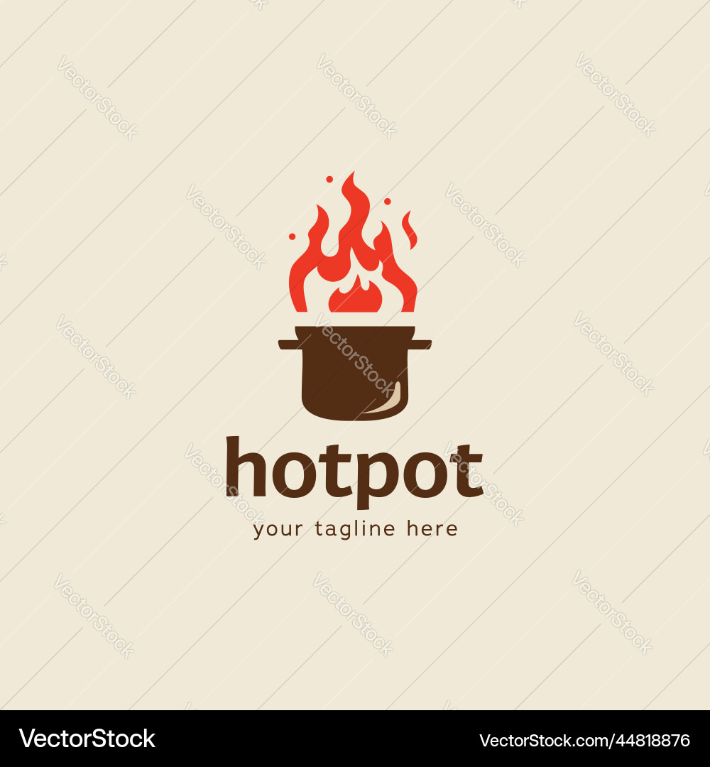 Kitchen hot pot restaurant logo icon with big pot Vector Image