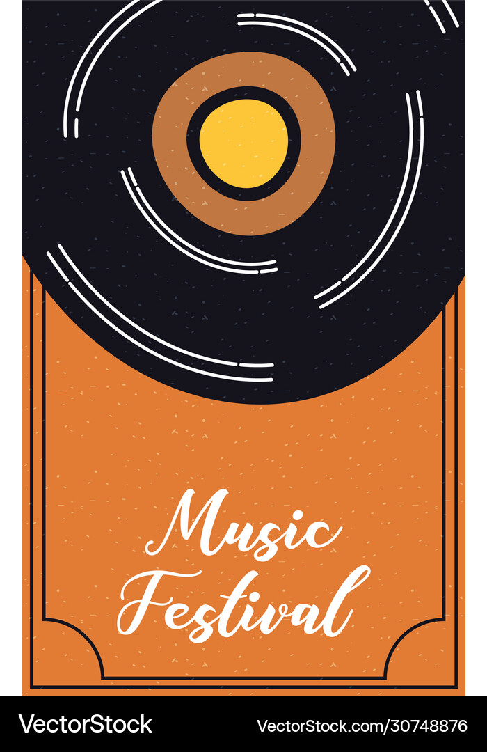 Music fest poster with vinyl disk Royalty Free Vector Image