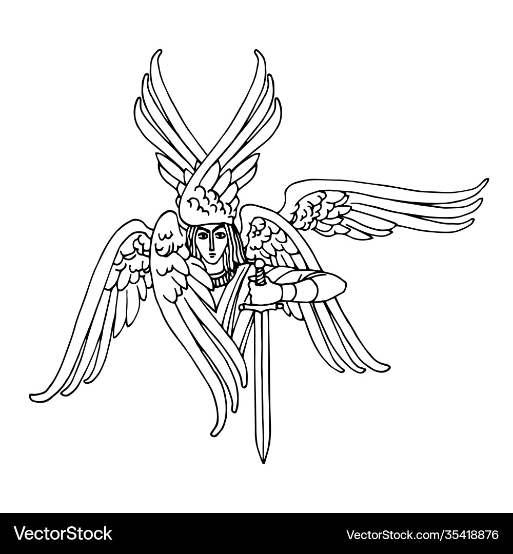 Orthodox six-winged seraph with a sword Royalty Free Vector
