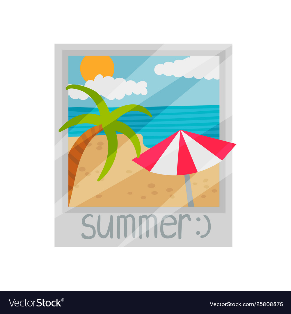 Palm tree and parasol on beach Royalty Free Vector Image