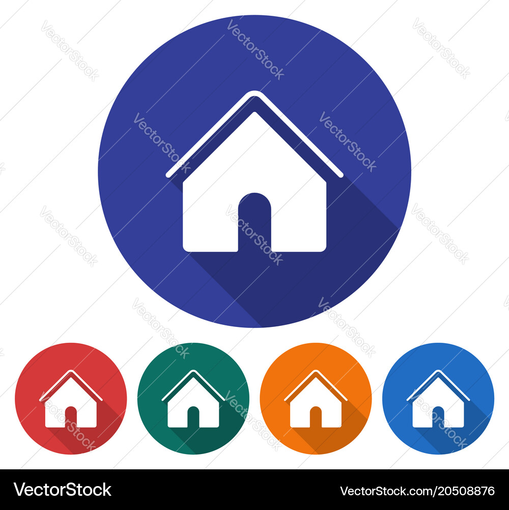 Round icon of home flat style with long shadow Vector Image