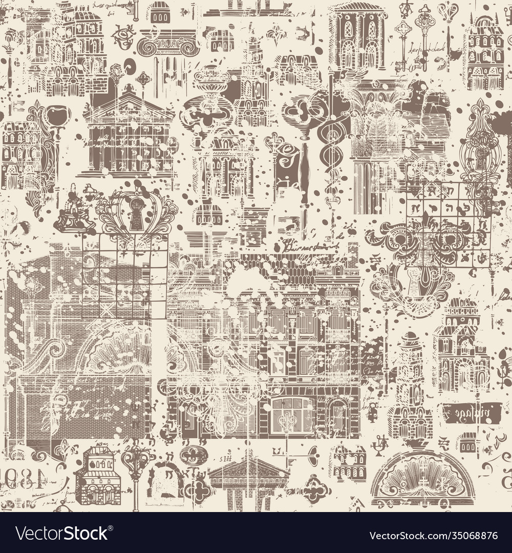 Seamless pattern on theme old architecture Vector Image