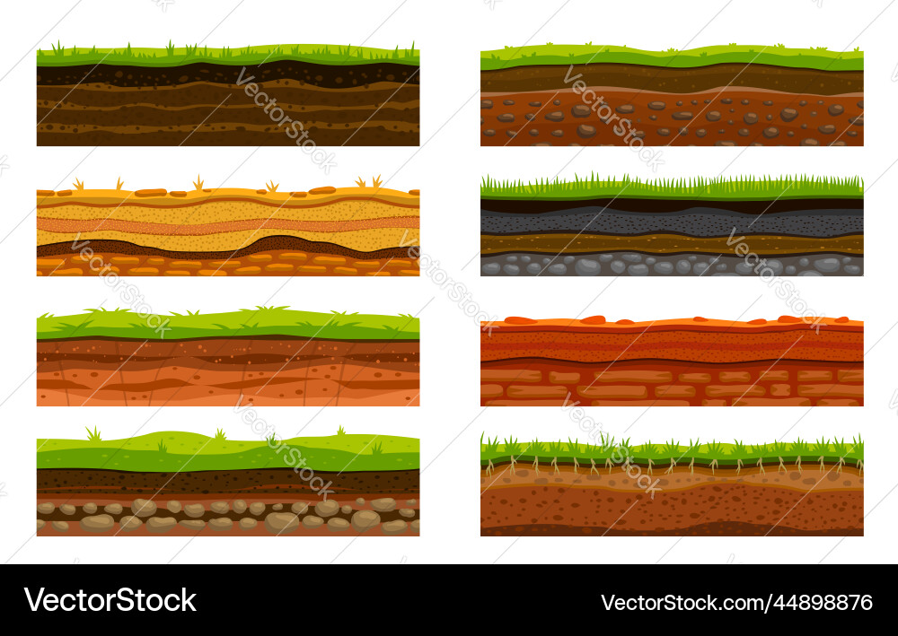 Soil ground layers cartoon game level landscape Vector Image
