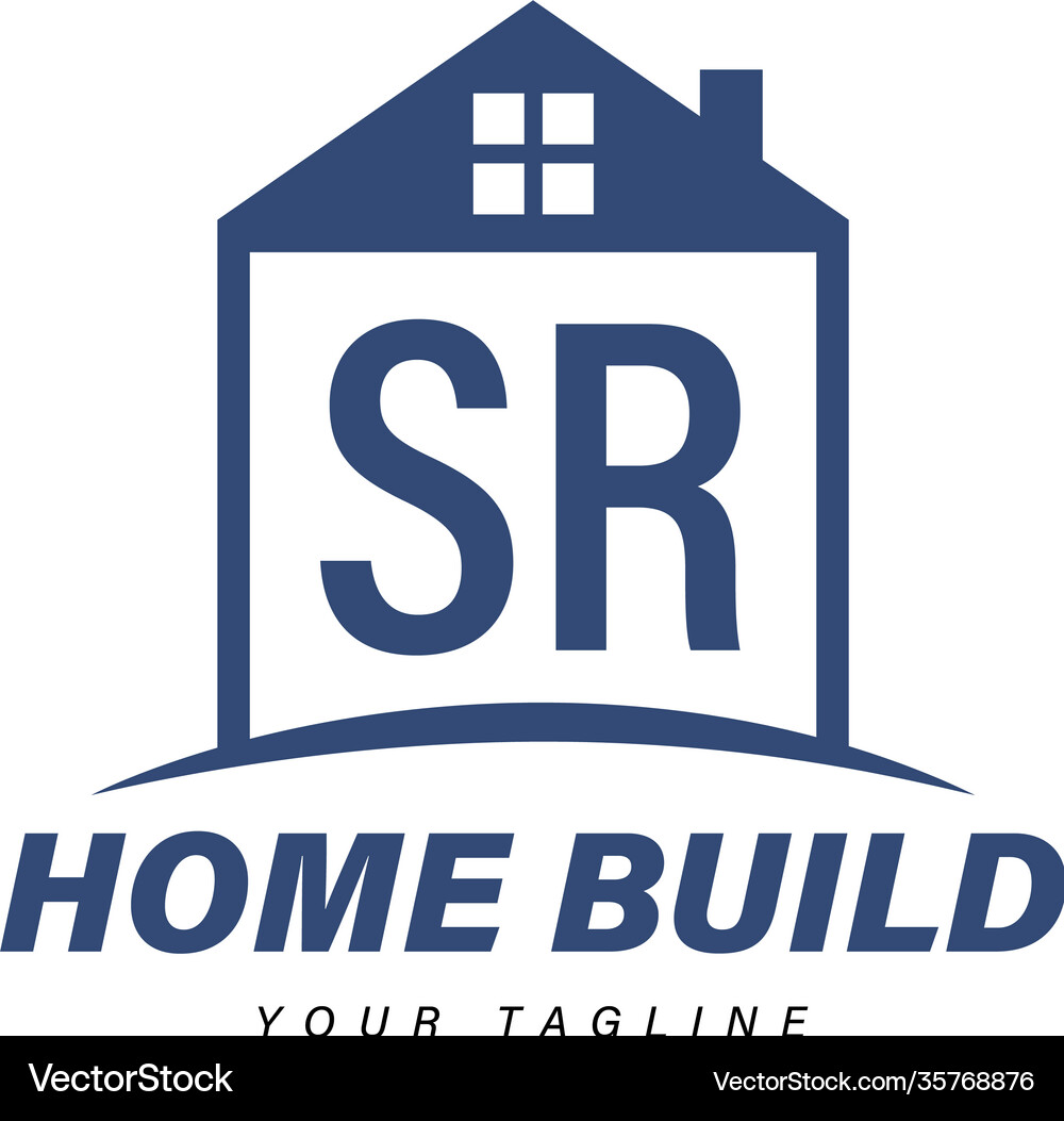 Sr letter logo design with home icons modern Vector Image