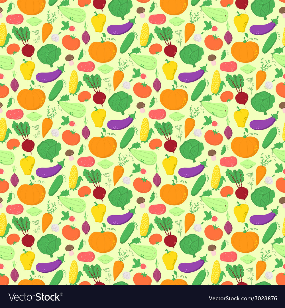 Vegetables seamless pattern background with great Vector Image