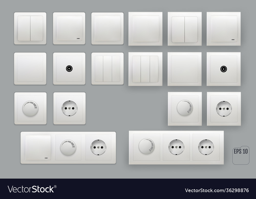 Wall switch power electrical socket Royalty Free Vector