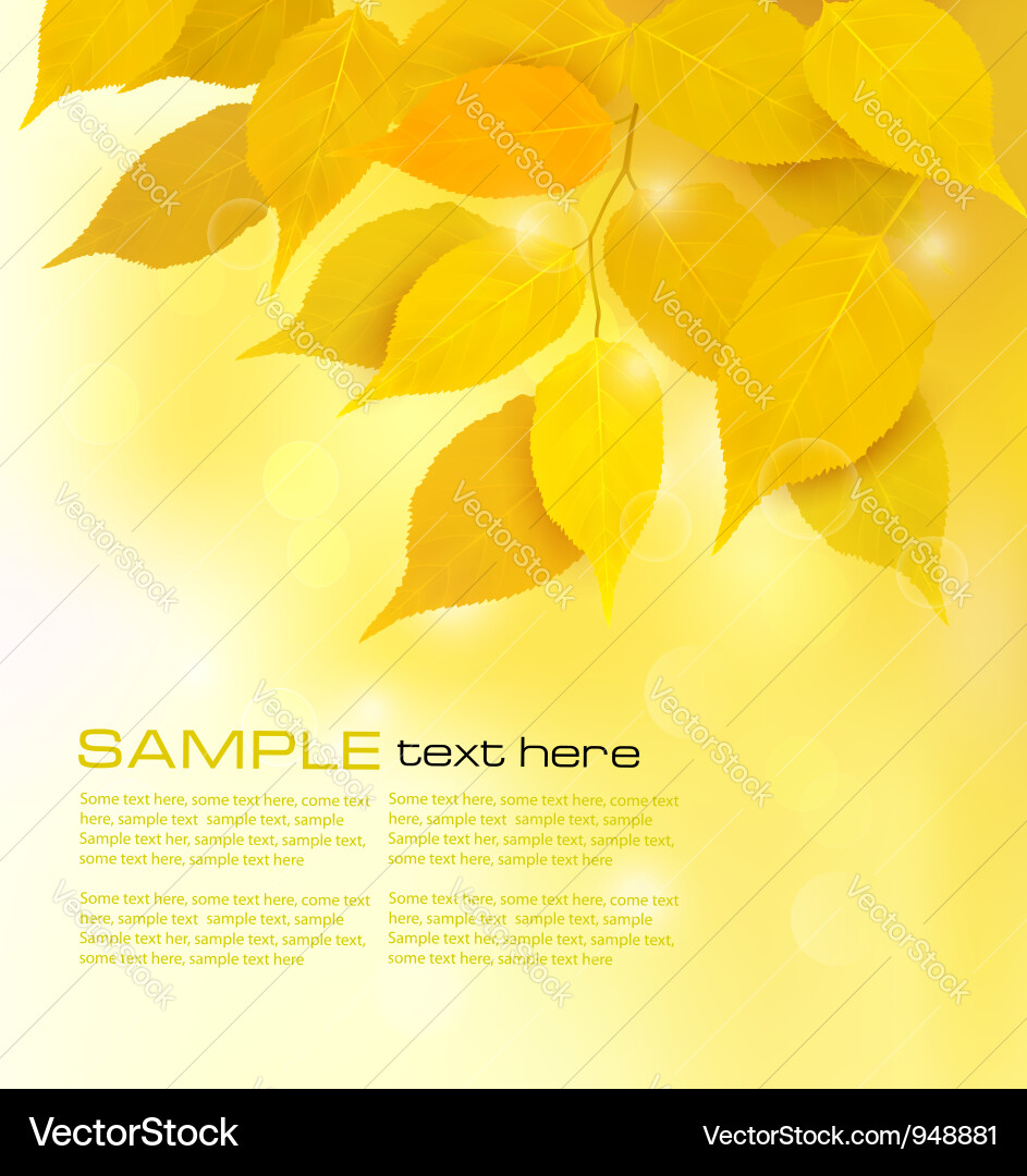 Autumn background with yellow leaves Royalty Free Vector