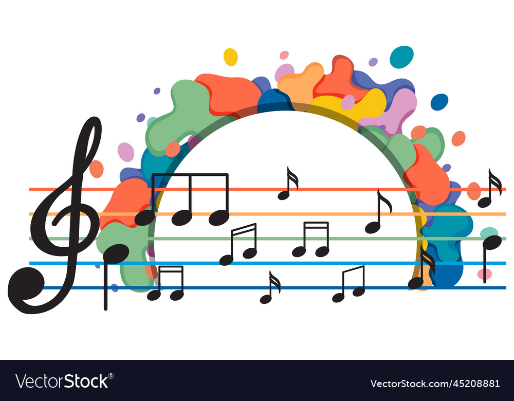 Banner music notes colourful on white background Vector Image