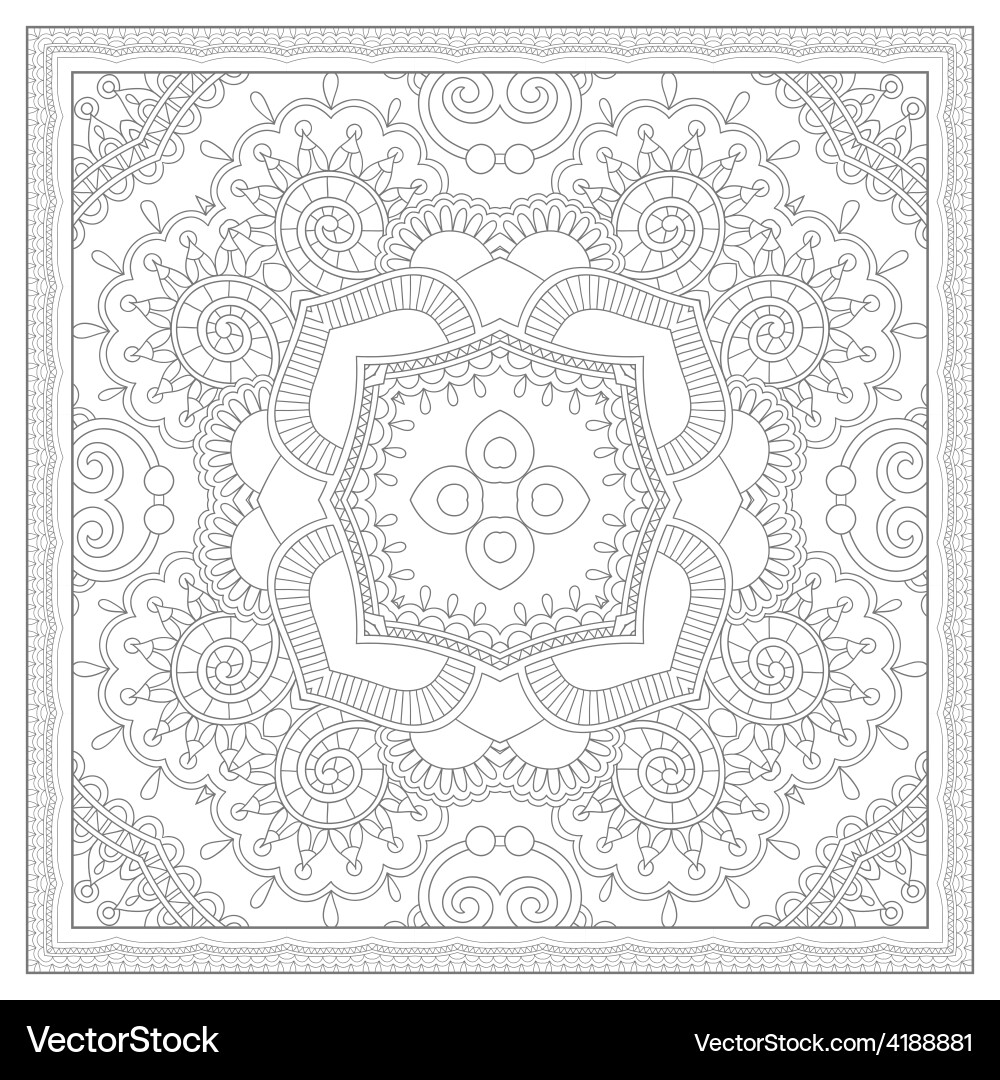 Coloring book square page for adults - ethnic Vector Image
