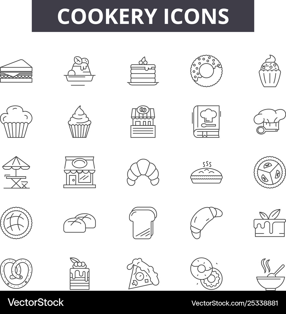 Cookery line icons signs set linear Royalty Free Vector