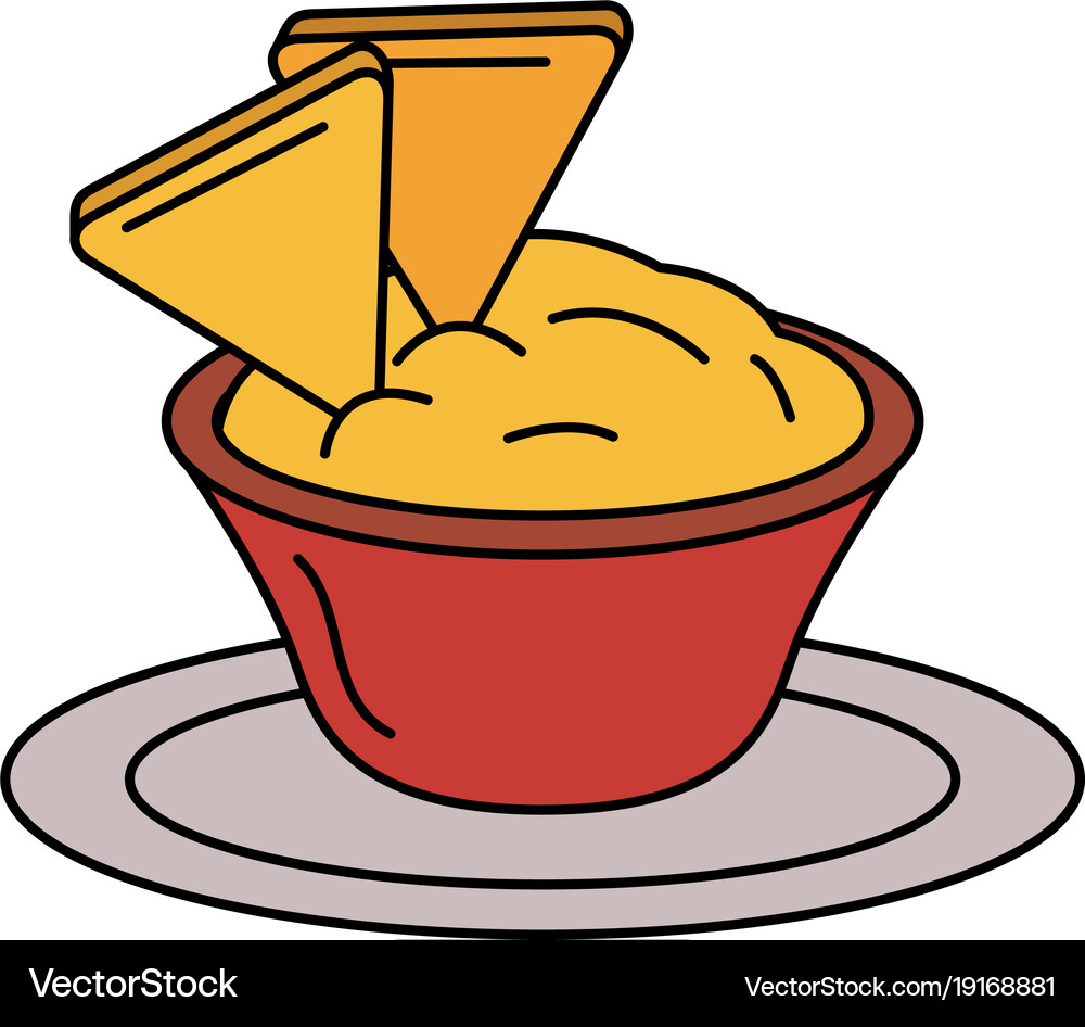 Delicious nachos with sauce Royalty Free Vector Image