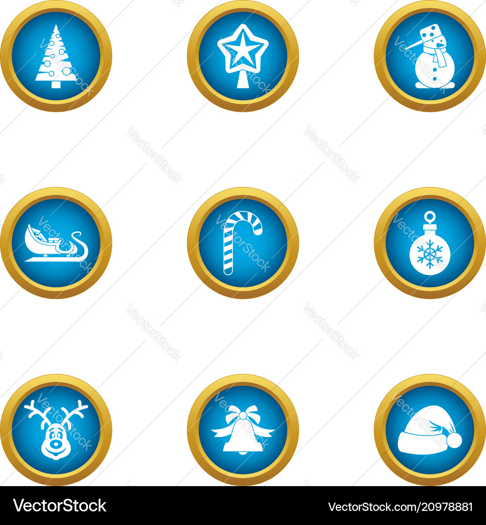 Eve party icons set flat style Royalty Free Vector Image
