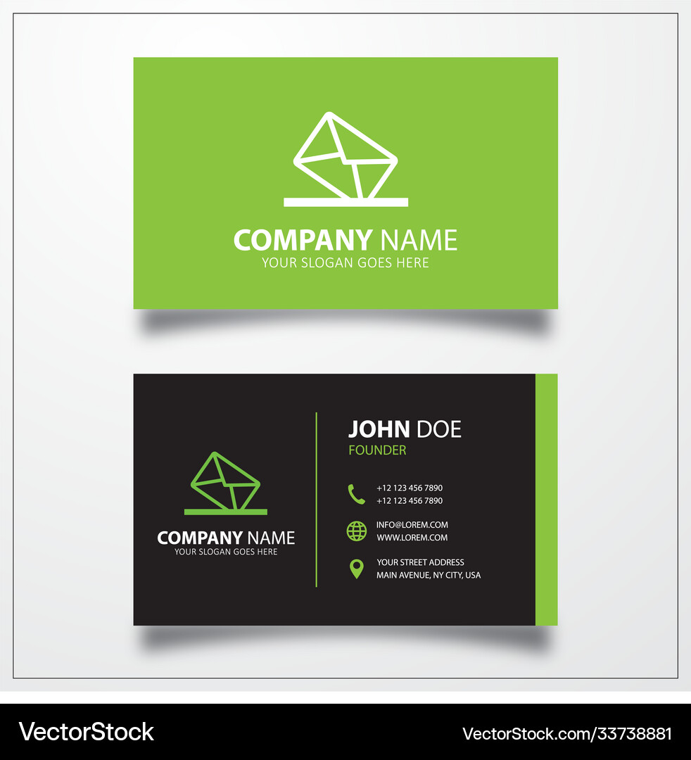 Mail box icon business card template Royalty Free Vector