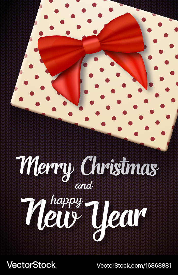 Marry christmas gift card realistic box Royalty Free Vector