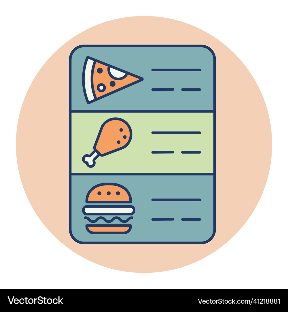 Online food menu icon Royalty Free Vector Image