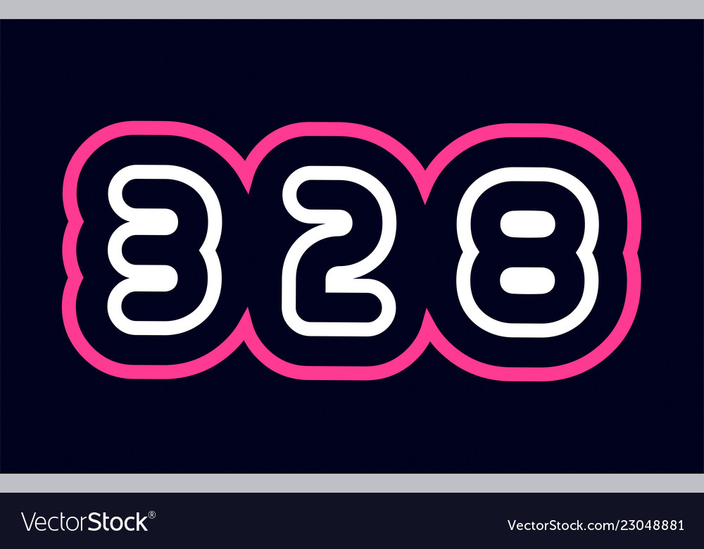 Pink white blue number 328 logo company icon Vector Image