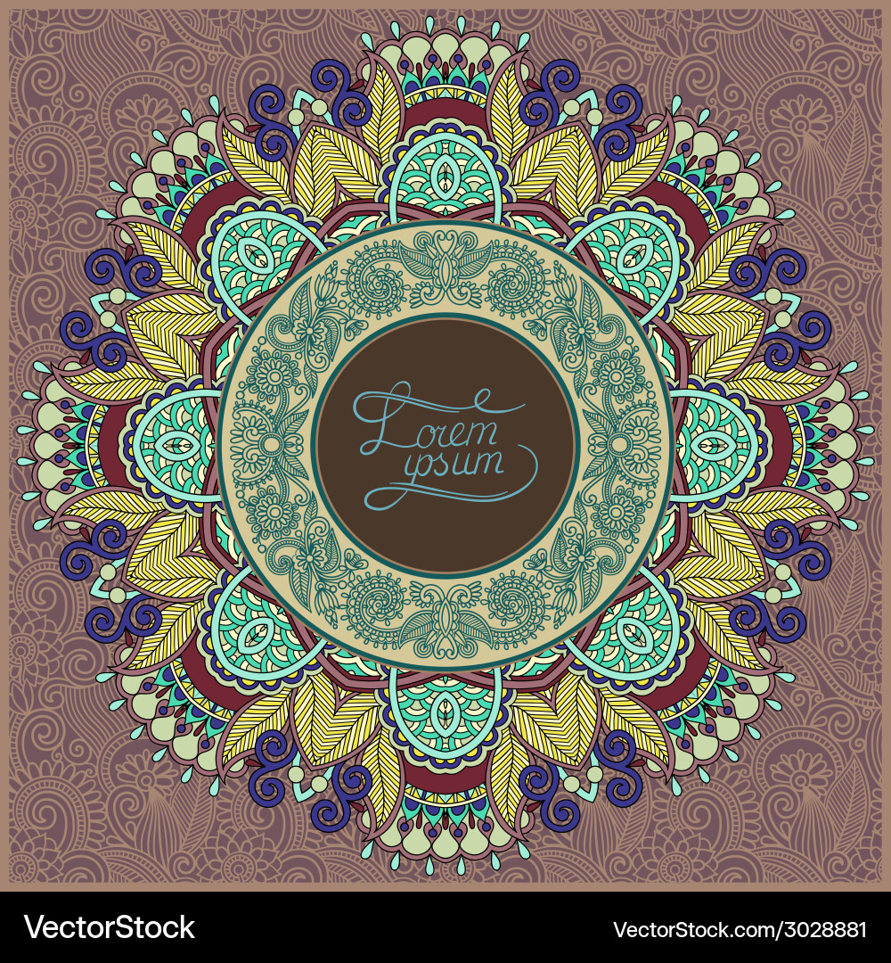 Round ornamental frame circle floral background Vector Image