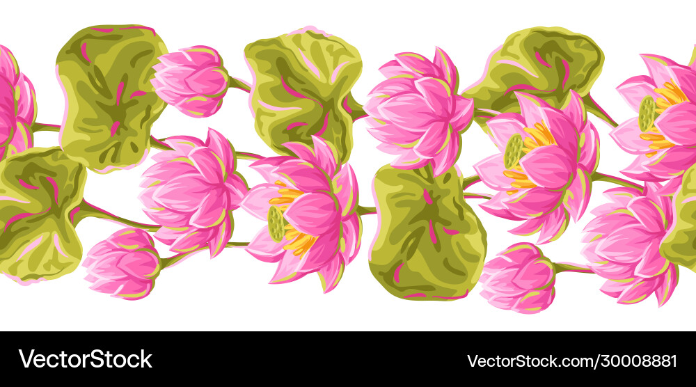 Seamless pattern with lotus flowers water lily Vector Image