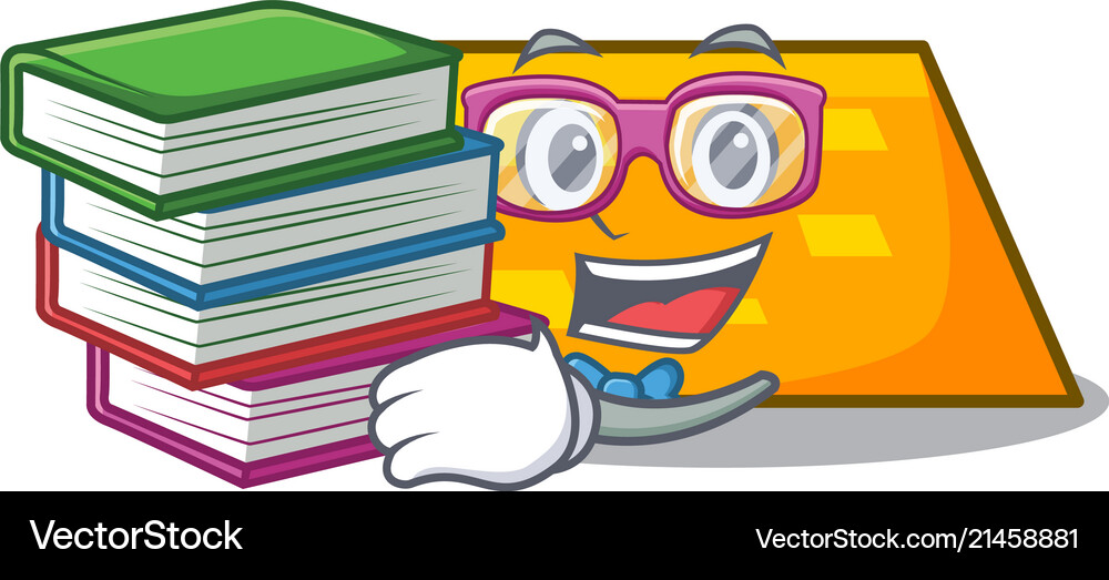 Student with book parallelogram mascot cartoon Vector Image