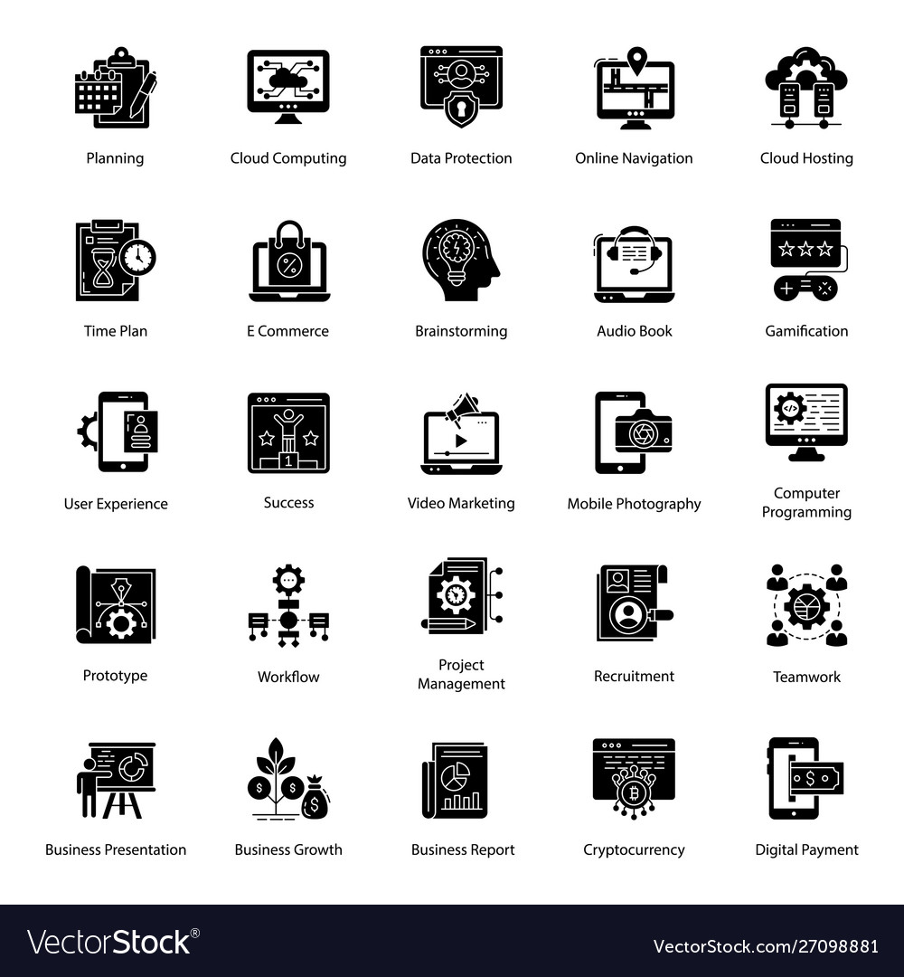 Ui design solid pack Royalty Free Vector Image