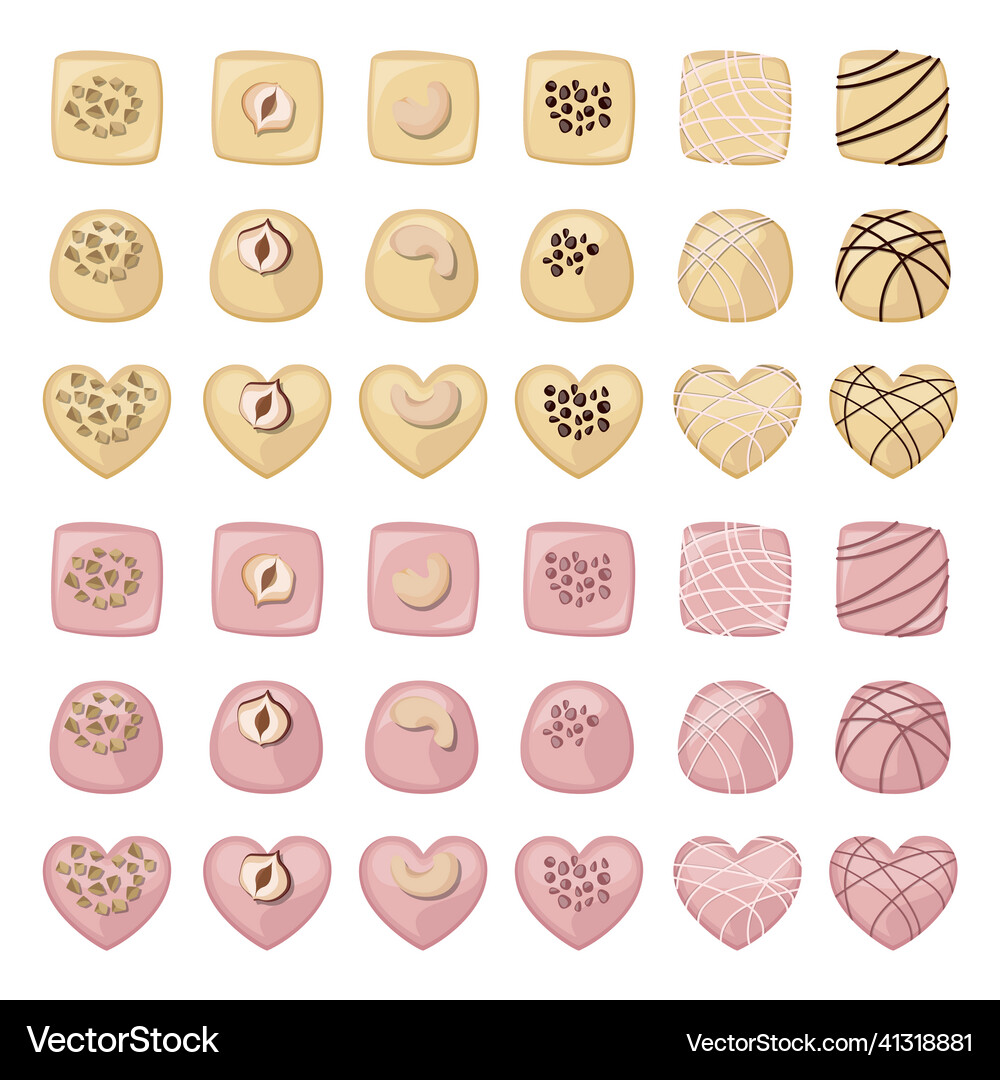 White and pink chocolate candies Royalty Free Vector Image