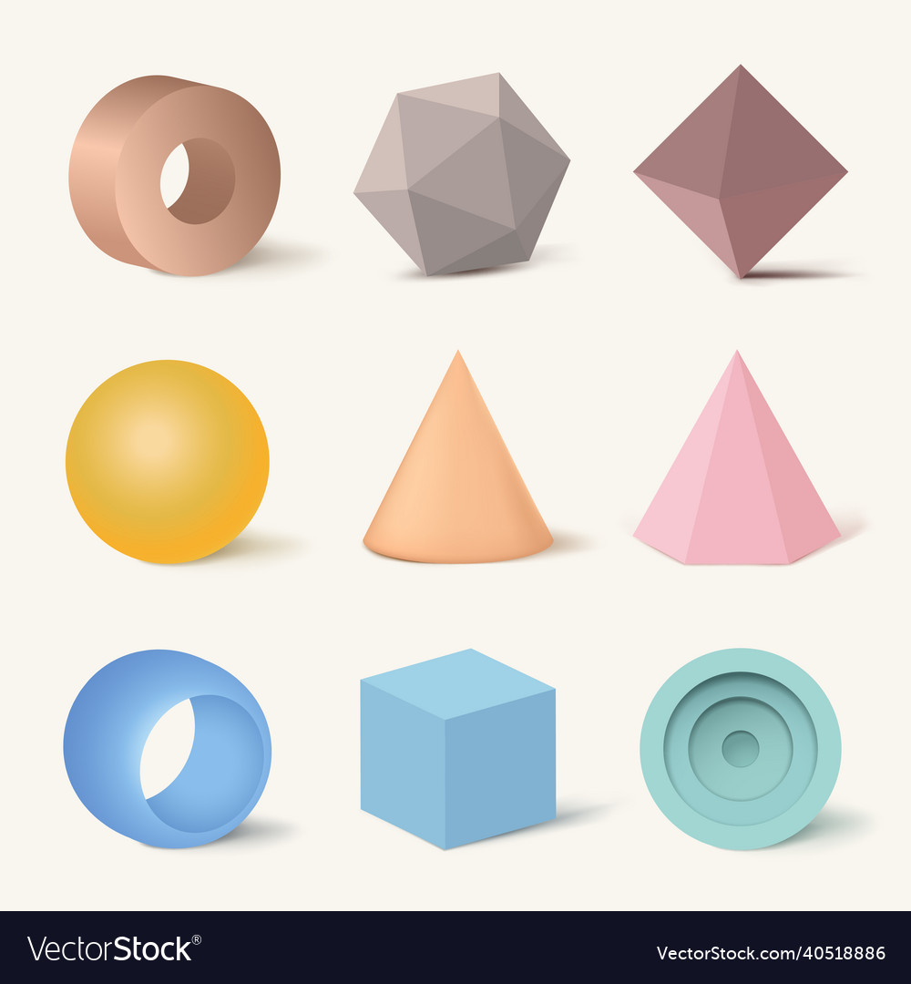 3d rendered geometrical shapes pastel elements Vector Image