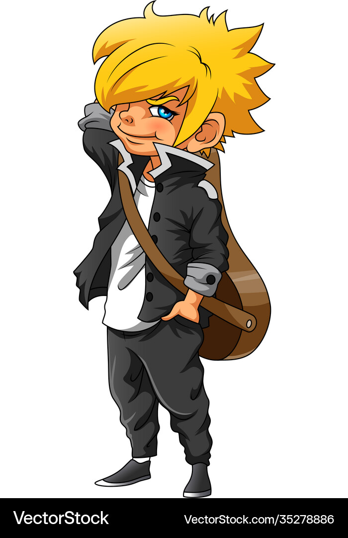 Boy with yellow hair and using black Royalty Free Vector