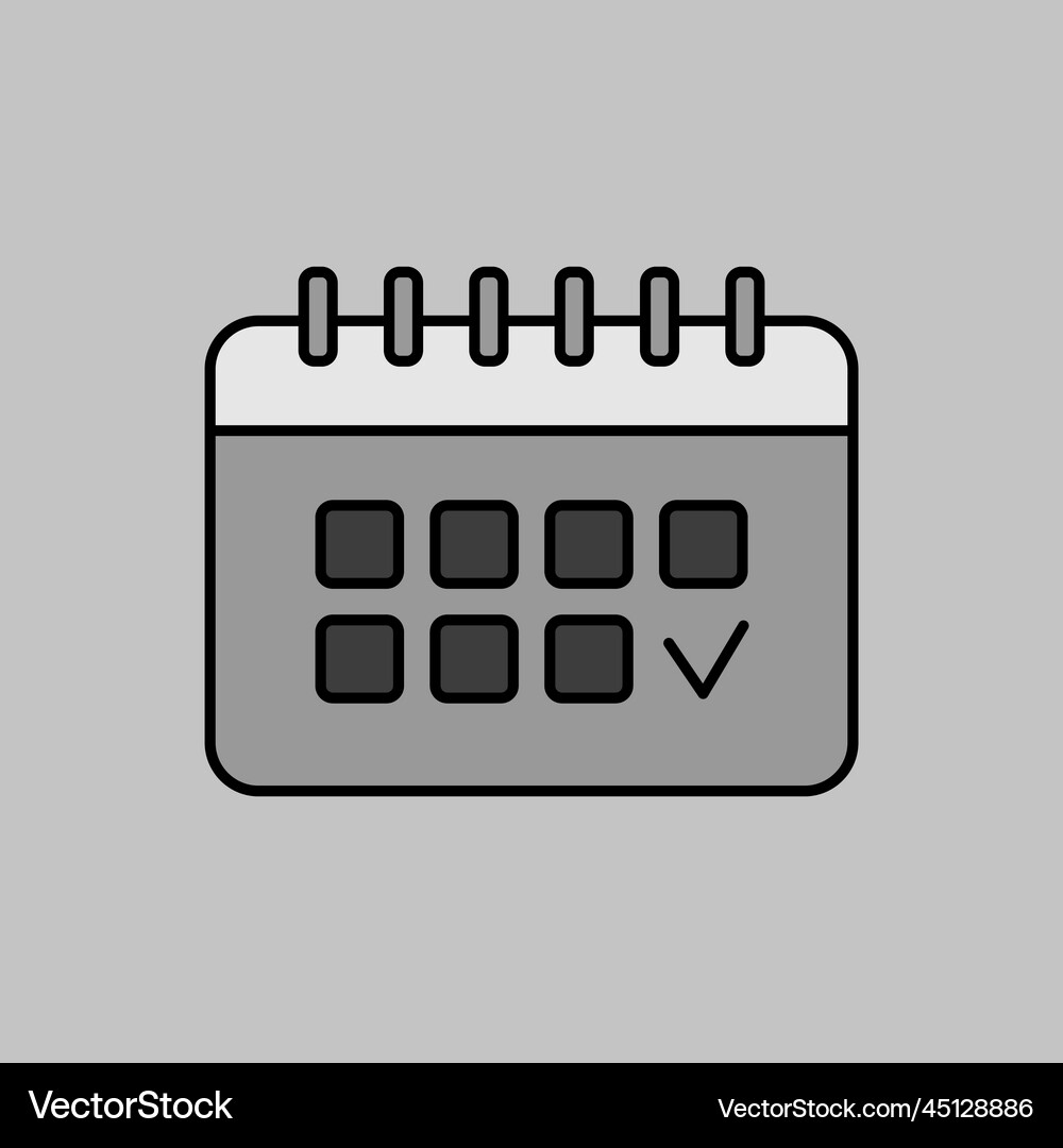 Calendar outline grayscale icon workspace sign Vector Image