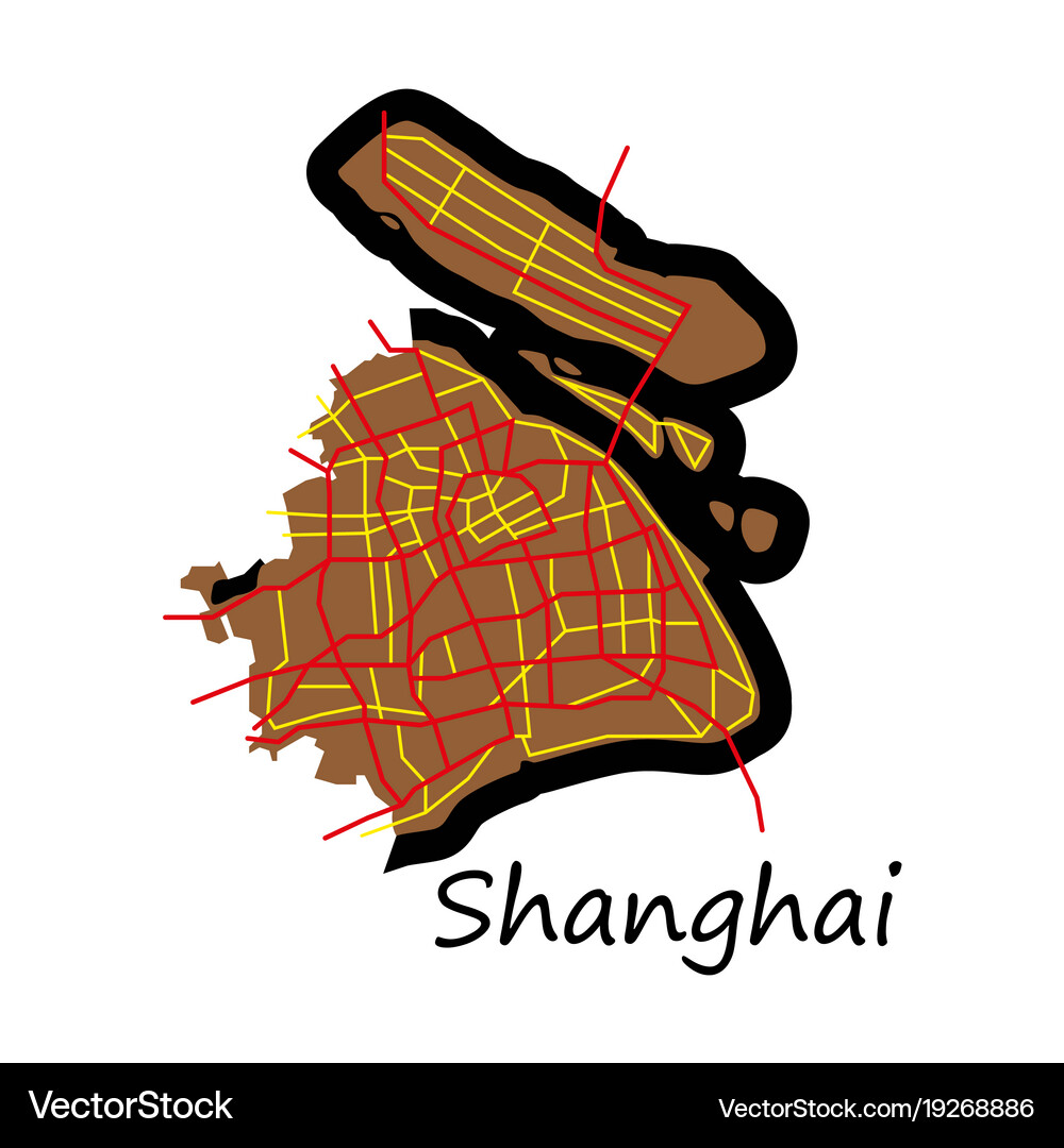 Flat detailed shanghai city road network map Vector Image