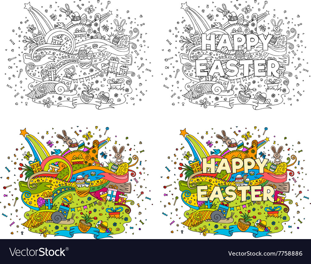 Happy easter doodle Royalty Free Vector Image - VectorStock