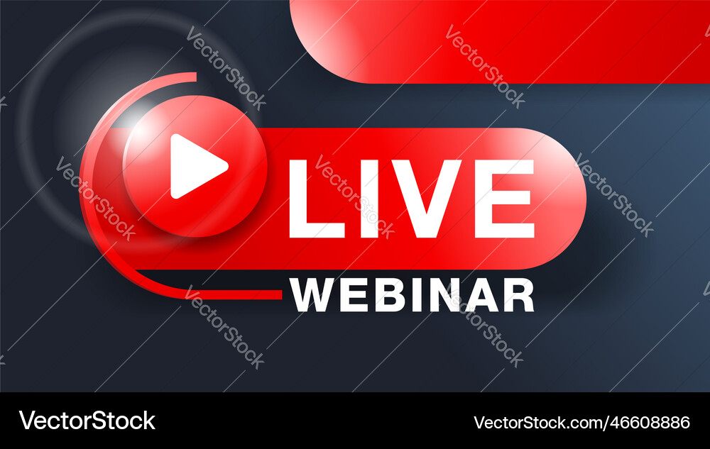 Live webinar banner with lens flare on red back Vector Image