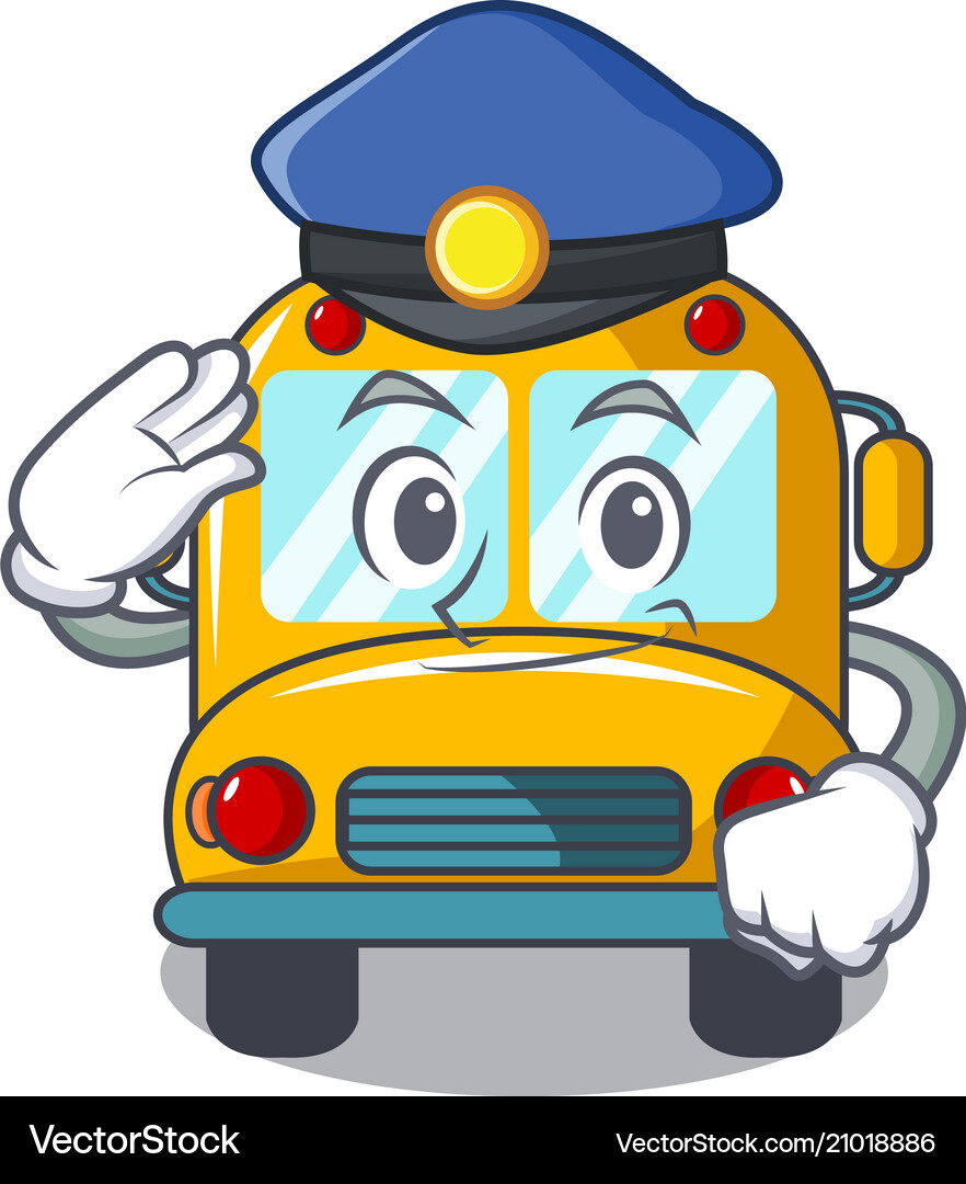 Police school bus character cartoon Royalty Free Vector