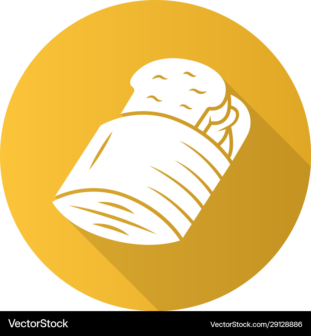 Sandwich bag flat design long shadow glyph icon Vector Image