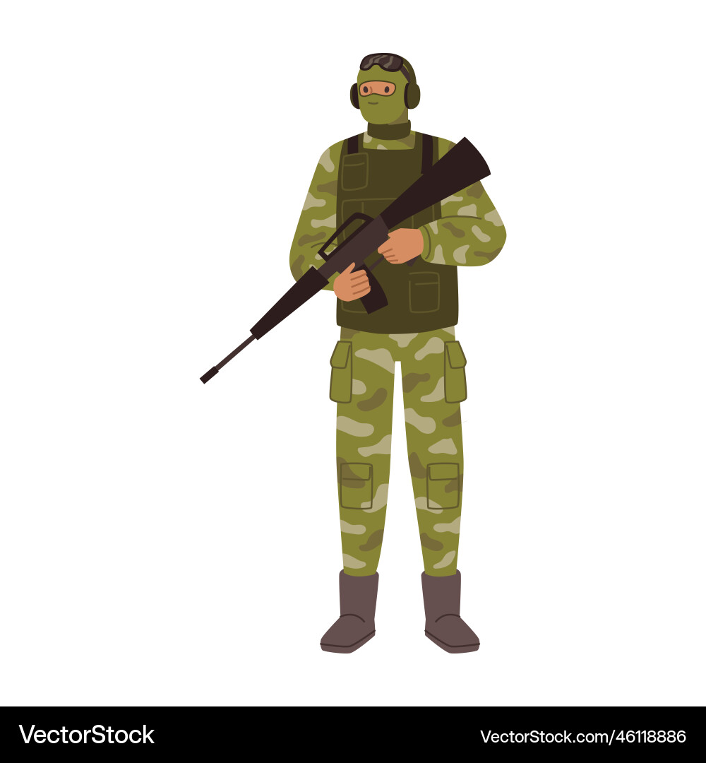 Soldier infantry with weapon in hands Royalty Free Vector