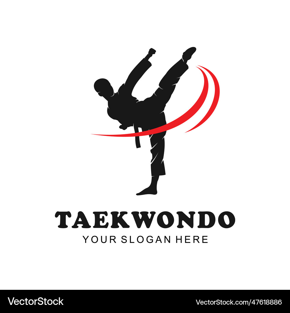 Taekwondo sport flat style icon Royalty Free Vector Image